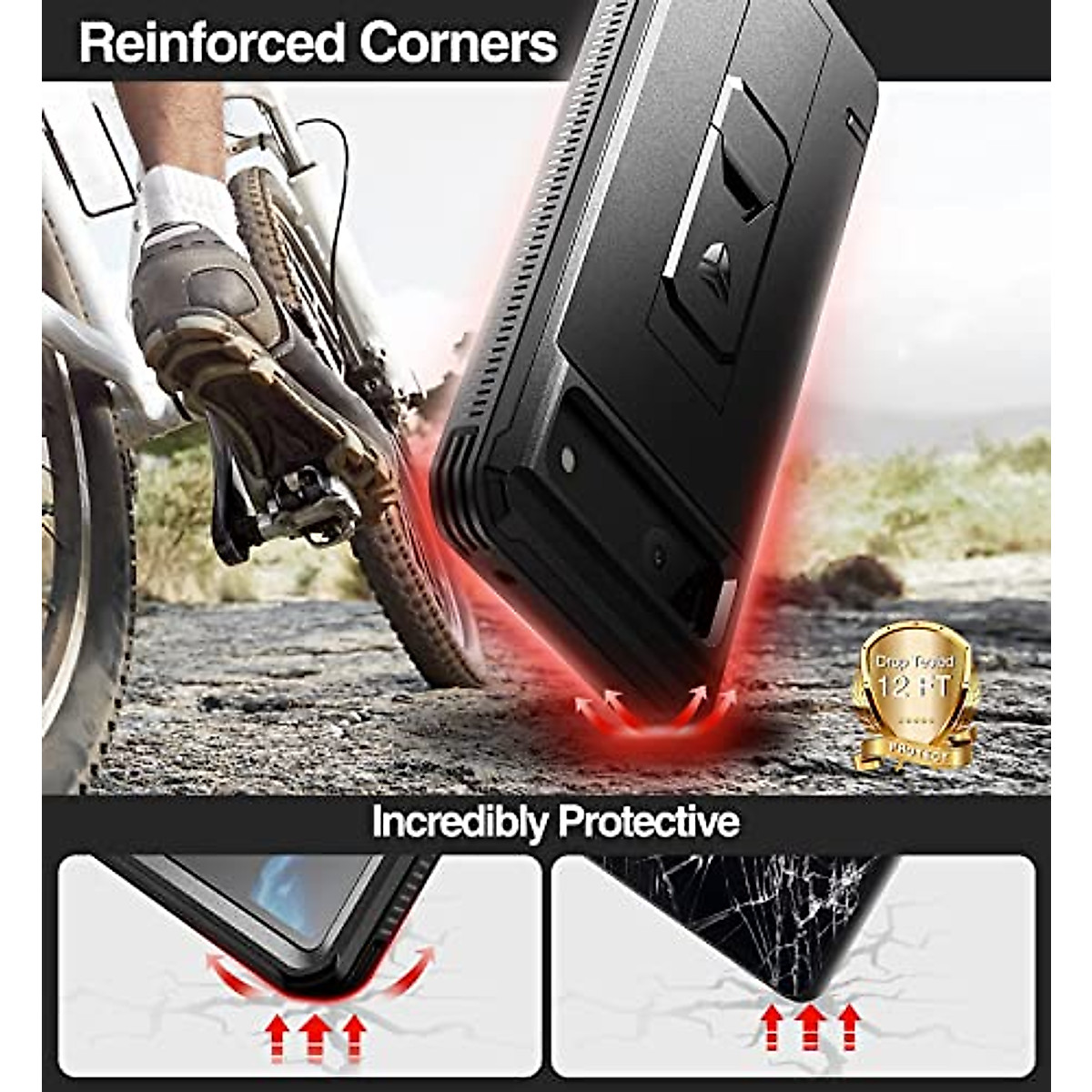 Dexnor Full Body Case for Google Pixel 6A, [Built in Screen Protector and Kickstand] Heavy Duty Military Grade Protection Shockproof Protective Cover for Google Pixel 6A, Black