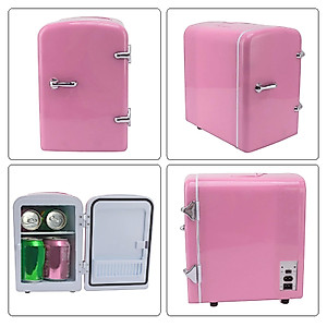 Luqeeg Mini Beauty Fridge, 4L Portable Refrigerator, Cooler Warmer Personal Refrigerator Desktop Accessory for Home Office Dorm Travel for Skin Care Beverage Medications, DC 12V Car Plug (US Plug)