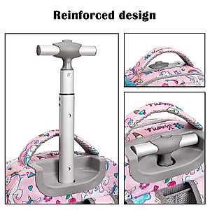 BAMIFEI 18 inches Wheeled Rolling Backpack Multi-Compartment College Books Laptop Bag Business Trip Carry-on, Unicorn