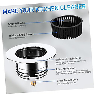 Homoyoyo Kitchen Sink Filter Sink Drain Strainer Push Type Sink Strainer Kitchen Sink Stopper Bathtub Drain Plug Drain Stopper Plunger Sink Strainer Kitchen Drain Stoppers Plastic Grey