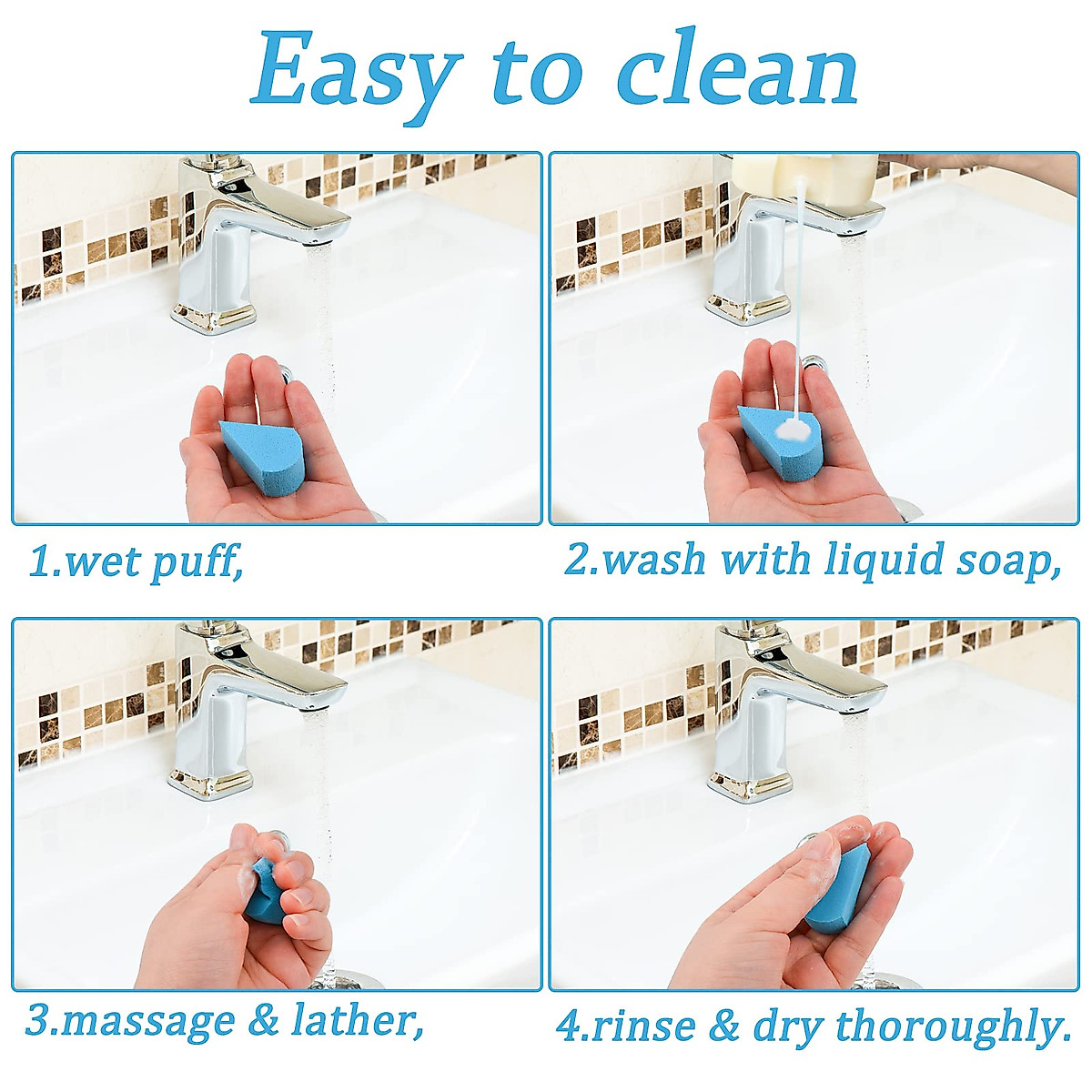 WANDIC Makeup Sponges, 16 Pcs 8 Colors Blender Sponges Face Painting Petal Sponges Beauty Sponge for Powder and Liquid