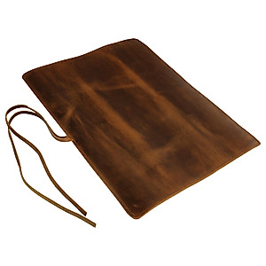 Genuine Buffalo Leather Knife Roll Set Chef's Knife Holder Cutlery Sheath Artist Case Organizer Storage bag Travel Friendly Gift for Men & Women - Teak