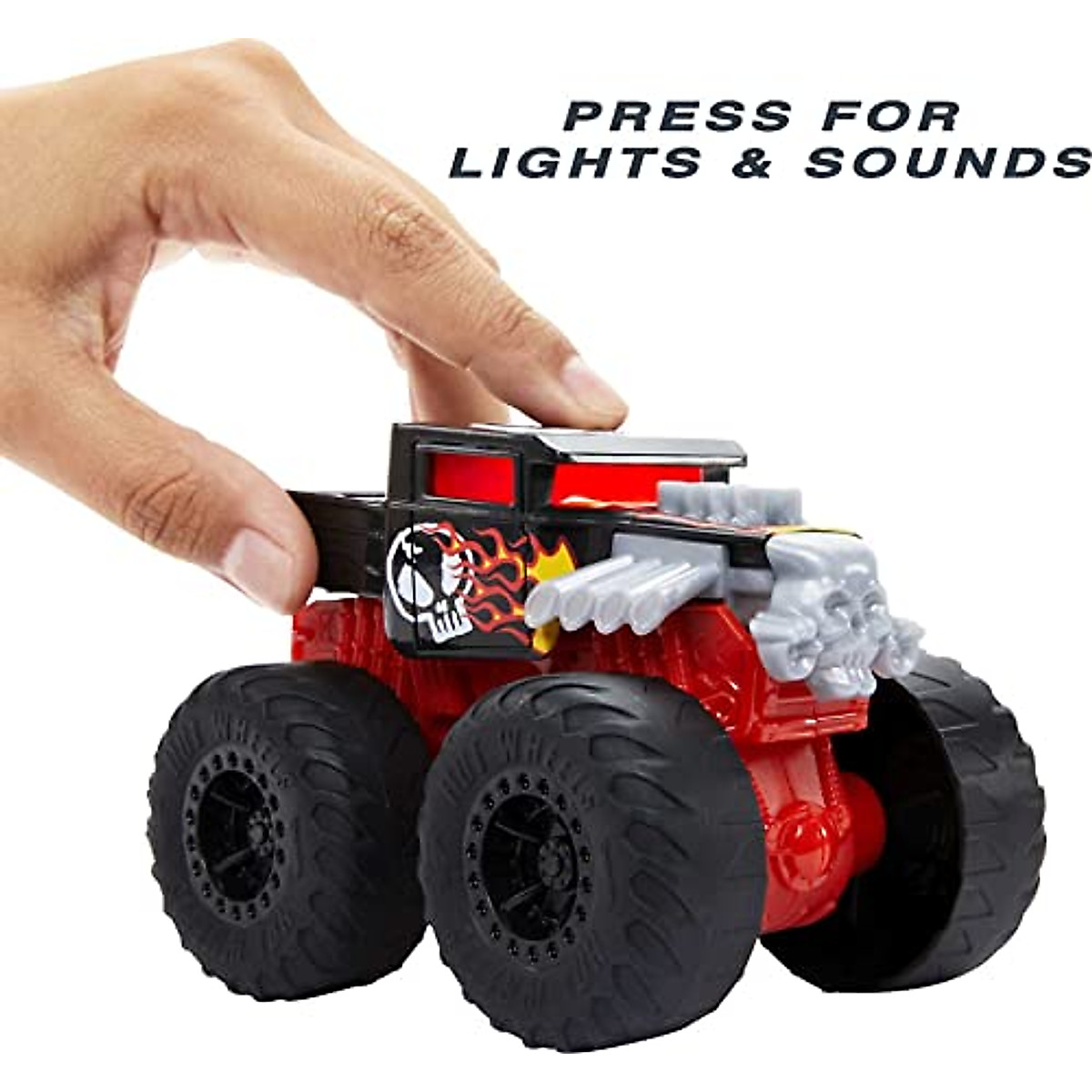 Hot Wheels Monster Trucks Roarin’ Wreckers, 1 1:43 Scale Truck with Lights & Sounds, Plays Truck's Theme Song, Toy for Kids 3 Years Old & Older