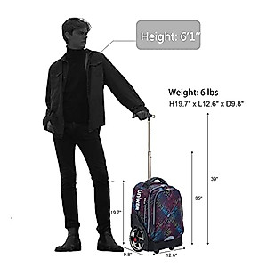 UNIKER Rolling Laptop Bag for 14 Inch,Travel Roller Bag Women,Wheeled Computer Bag,Wheeled Bookbag High School,Trolley School Bag,Cool Schoolbag with Big Wheels