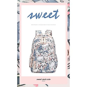 Kawaii Teen Girls Backpack Aesthetic Back to School Bags Cute Cartoon Kitty Dog Large Capacity Casual Daypack (Mix Cat)