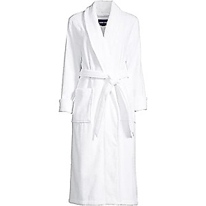Lands' End Women's Long Sleeve Cotton Spa Bath Robe White Plus 3x