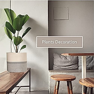 OHROS 1 Piece Woven Baskets For Storage Cotton Rope Baskets For Organizing 11 Inch Cube Storage Bin Small Laundry Basket For Bathroom Cat Dog Toys Bin Clothes Closet Storage Shelf Organizer 11x11x11''