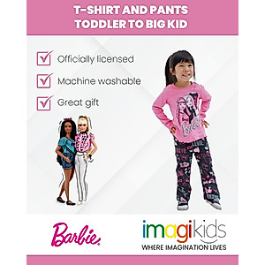 Barbie Little Girls T-Shirt and Pants Pink/Black 7-8