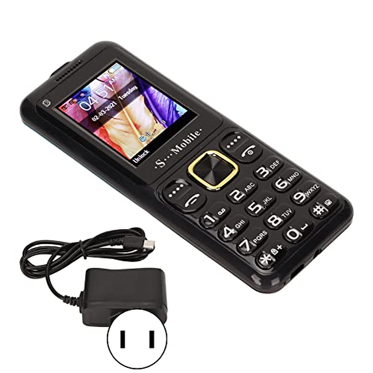 ASHATA W23 Ultra Thin 2G Mobile Phone for Senior, Big Speaker and Voice, Multifunctional Long Standby Unlocked Cellphone, 3 Card 3 Standby, 16GB Memory Card(Gold)