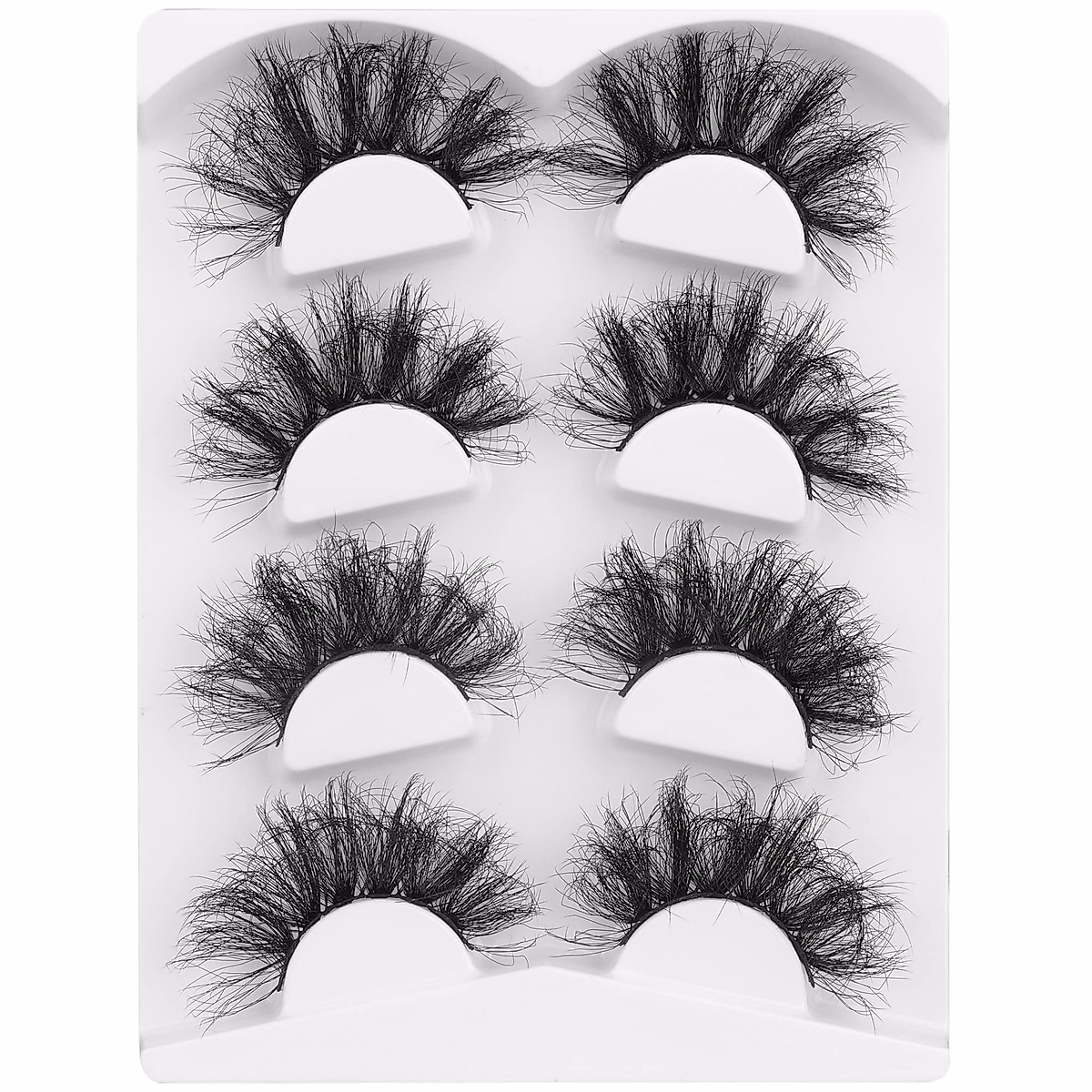 ALPHONSE Lashes 25MM Fluffy Mink False Lashes 8D High Volume Long Thick Dramatic Crossed Fake Eyelashes Pack 4 Pairs