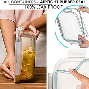 Large Glass Food Storage Containers 4 Pc (2700ML/ 91 Oz & 1520ML/ 51 Oz) Airtight Glass Storage Containers, Leak Proof BPA Free Food Storage Containers Glass (2 Lids 2 Containers) Oven to Freezer Safe