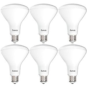Sunco 6 Pack BR30 Light Bulb LED Indoor Flood Lights, 5000K Daylight White, 850 LM, E26 Base, 25,000 Lifetime Hours, Interior Dimmable Recessed Can, Energy Star, 11W Equivalent 65W