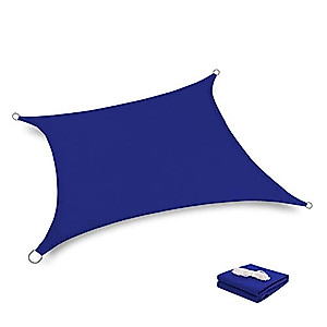 Tuosite Terylene Waterproof Sun Shade Sail UV Blocker Sunshade Patio Rectangle Knitted 220 GSM Block Fabric Pergola Carport Awning 8' x 10' in Color Blue