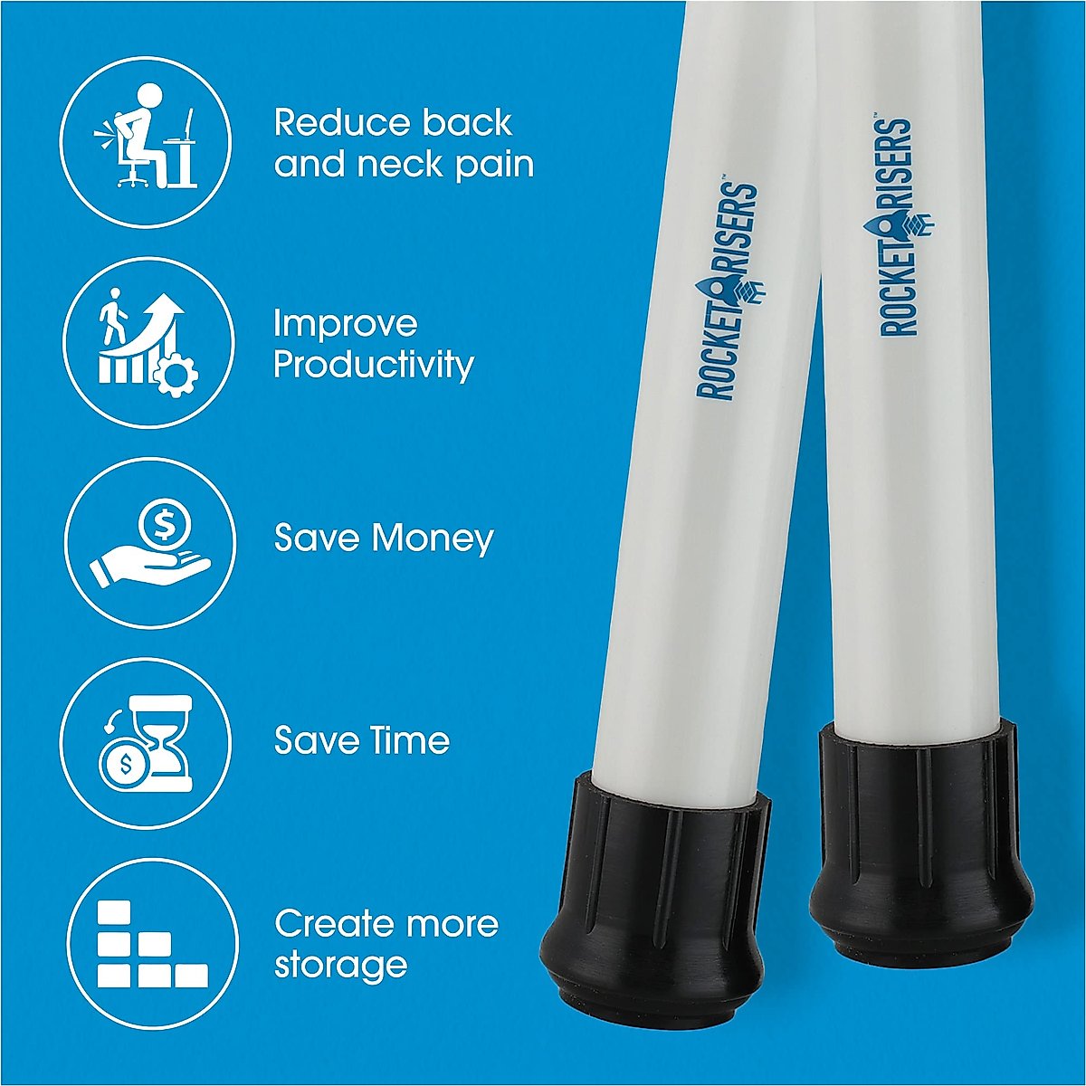 Rocket Risers Folding Table Risers - Make Your Folding Table a Counter Height Table - Set of 4 Table Leg Risers
