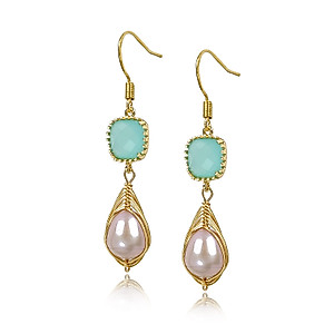 JA.S.JR Pearl Drop Earrings Gold Dangle Earrings Wedding Earrings Jewelry Gift for Women
