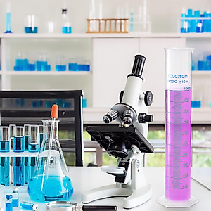 Bekith 4 Pack 1000ml Plastic Graduated Cylinder with Stable Base, Plastic Measuring Cylinder 2-Sided Marking Lab Cylinders, Clear Measuring Cylinder for Science Projects, Laboratory Supplies