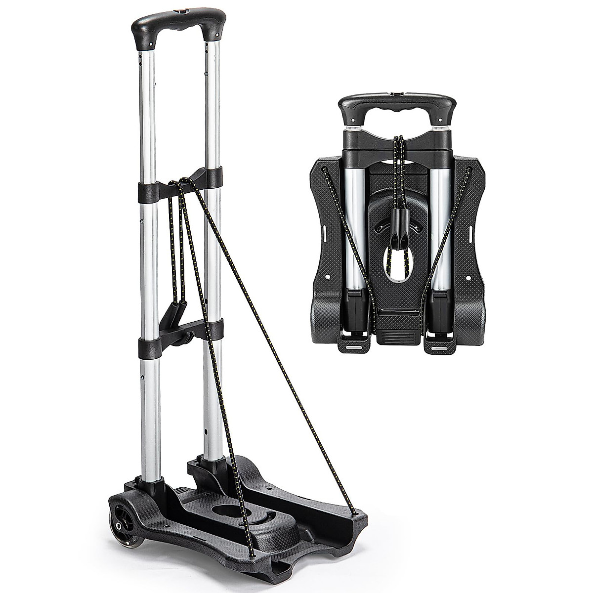 Gorpuire Small Folding Hand Truck Dolly with 2 Wheels, Foldable Luggage Cart, Lightweight Aluminum Collapsible Trolly Portable Dolly for Moving Airport Travel Use