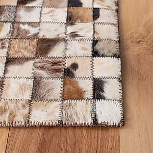SAFAVIEH Studio Leather Collection 2'3" x 7' Beige/Brown STL803B Handmade Mid-Century Modern Leather Runner Rug