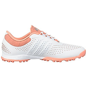 adidas Women's Adipure Sport Golf Shoe, White/Aero Blue/Chalk Coral, 8 Medium US