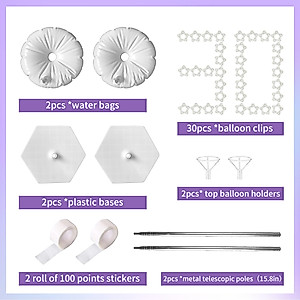 Balloon Column Kit Set Of 2, Balloon Stand for Floor with Base and Metal Telescopic Pillar（6.6ft Adjustable Height）for Birthday,Graduation,Baby Shower, Wedding Party Decoration