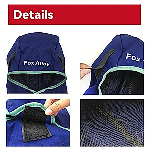 Fox Alloy Blue Canvas Protective Welding Hood Cap with Neck Shoulder Drape Torching Hood Welder Hat Mask for Men & Women