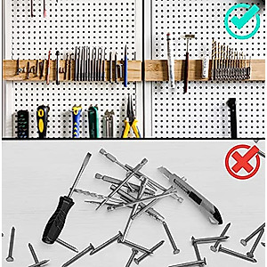 15.7 Inch Bamboo Magnetic Bits Holder Bar, Powerful Magnetic Garage Wall Pegboard Anti-Lost Workshop Small Metal Tools Storage Flat Magnet Strip,Easy Access Tools Organizer, Keep your Tools in Neat