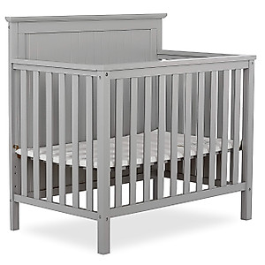 Dream On Me Ava 4-in-1 Convertible Mini Crib in Pebble Grey, 635-PG, Greenguard Gold Certified, Non-Toxic Finish, Comes with 1" Mattress Pad, with 3 Mattress Height Settings