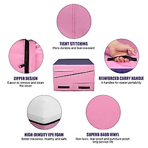 Matladin Incline Gymnastics Mat, Folding Gymnastics Wedge Mat, Gym Fitness Tumbling Skill Shape Mat for Kids Girls Home Training Exercise (Purple+Pink, 47.5 in x 24 in)