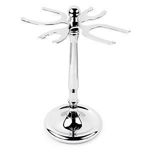 QSHAVE Deluxe 4 Prong Chrome Razor and Brush Stand, Prolong The Life of Your Shaving Brush