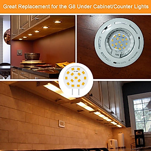 Lacnooe G8 LED Bulb Dimmable 3W Mini Thin Puck Light Equivalent to 20W-25W T4 G8 Bi-Pin Base Halogen Bulb, 120V Warm White 3000K G8 Bulb for Under Counter Kitchen Lighting, Under Cabinet Light,6 Pack
