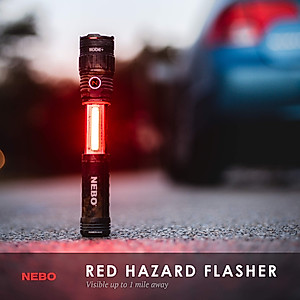 NEBO SLYDE+ Tactical LED Flashlight, Powerful 400-Lumen Bright Camping Flashlight with Slide-To-Reveal Work Light, Red Hazard Light & Magnetic Base