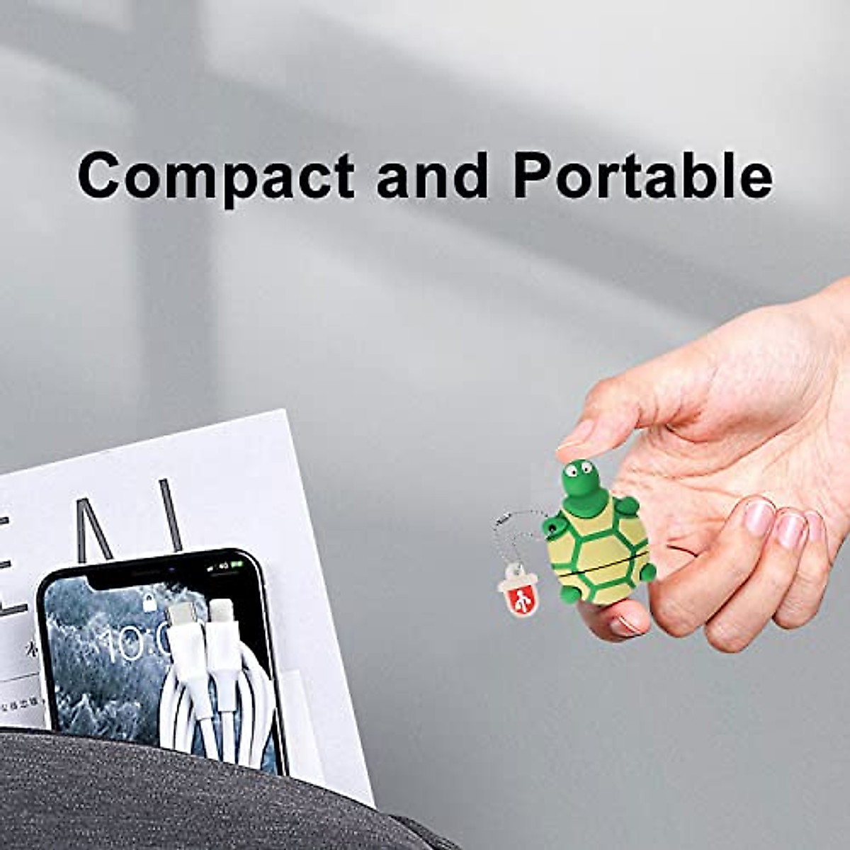 64GB USB Flash Drive Cute Turtle-Shaped, BorlterClamp Funny Memory Stick Cute USB 2.0 Drive Novelty Thumb Drive for External Data Storage, Green