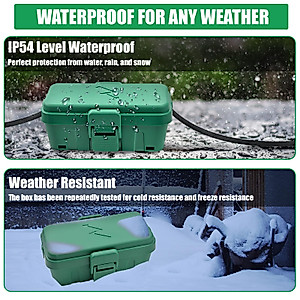 Hrensaw Small Weatherproof Electrical Connection Box, Outdoor Electrical Box,Waterproof Extension Cord Covers for Timers, Extension Cables, Holiday Lights,7.87 x 3.93 x 3.15inch,Green
