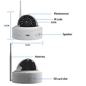 Hiseeu 2K Security Camera Outdoor, Dome Surveillance IP Camera wit Two-Way Audio IP66 Waterproof, Motion Detection,Night Vision,Not PTZ Camera Compatible Wireless Camera System