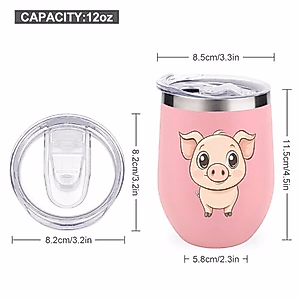 Cartoon Pigs Funny Wine Tumbler 12 Oz Stainless Steel Insulated Mug Double Wall Water Cup with Lid