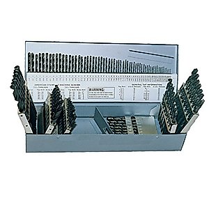 Cle-line "C21127 Style 1899 High Speed Steel General Purpose Jobber Length Drill Set, Steam Oxide Finish, 1/16"" - 1/2"" Size, 115 Pieces"