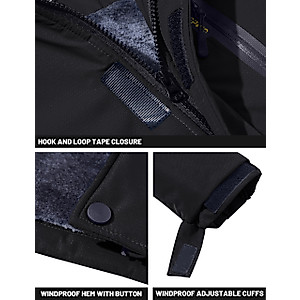 TACVASEN Winter Jacket for Men Skiing Warm Fleece Jackets Hooded Water Resistant Rain Jacket Black Thermal Snowboarding Jacket Windbreaker for Cold Weather