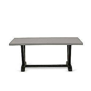 East West Furniture V697MZ650-9 9 Piece Kitchen Table Set Includes a Rectangle Dining Table with V-Legs and 8 Dark Gotham Grey Linen Fabric Parson Dining Chairs, 40x72 Inch, Multi-Color