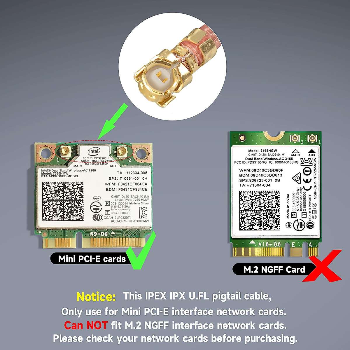 Bingfu Dual Band WiFi 2.4GHz 5GHz 5.8GHz 8dBi RP-SMA Male Antenna 30cm 12 inch RG178 U.FL IPX IPEX to RP-SMA Female Cable 2-Pack for WiFi Router Wireless Mini PCI Express PCIE Network Card Adapter