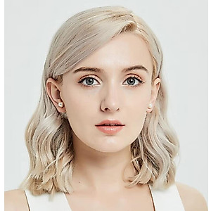 QLKILYR 12 Pairs Pearl Stud Earrings, Hypoallergenic Imitation Pearl Earrings, Stainless Steel Round Ball Pearls Stud Earrings Mixed Sizes Stud Earrings Set for Women