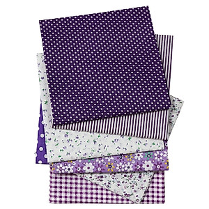 OZXCHIXU 7PCS/lot Purple Series Floral Cotton Fabric Quilting Patchwork Fabric Fat Quarter Bundles Fabric for Scrapbooking Cloth Sewing DIY Crafts Handmade Bags Pillows 19.7X19.7inches