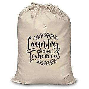 Mayatra's Cotton Laundry Today or Naked Tomorrow Bag For Clothes - Travel Organizer - Eco-friendly 100% Pure Cotton Drawstring Bag - Large size - Hanging Laundry Bag Foldable and Washable (Pack Of 2)