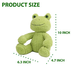 CAZOYEE Green Frog Plush Stuffed Animal, Cute Frog Plushie Doll, Birthday Christmas Soft Toy Gift for Kids Children Girls Boys, 10"