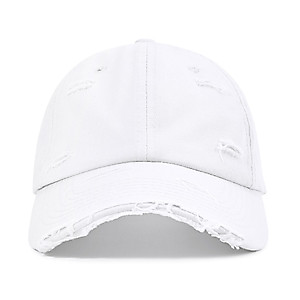 Unisex Vintage Washed Baseball-Cap Twill Adjustable Dad Hat Womens Cotton Low Profile Baseball Cap Unconstructed White Style One Size