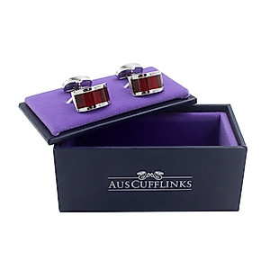 AUSCUFFLINKS Ruby Stone Red Cufflinks | Wedding Anniversary | Cuff Links Gift for Men | 40th Ruby Anniversary Husband Present