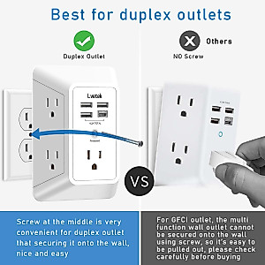 5-Outlet Surge Protector Wall Charger with 4 USB Ports - 1680J Multi Plug for Home, Office, Travel