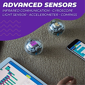 Sphero Bolt - Coding Robot Ball - Beginner to Advanced Programming - Ages 8+ - Learn to Code 3 Ways: Draw, Blocks, Javascript - Programmable Sensors - LED Matrix - Durable and Waterproof Design