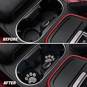 AUCELI 2 Pack Car Cup Holder Coasters, 2.75In Bling Glitter Rhinestone Paw Print Cup Coaster, Rubber Non-Slip Insert Auto Drink Mat, Universal Car Interior Accessories for SUV, Truck, RV (Silver)