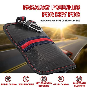 Bebeeco 2 Pack Faraday Bag for Key Fob, Faraday Key Fob Protector RFID Signal Blocking Anti-Theft Pouch Key Fob (Carbon Fiber Texture)