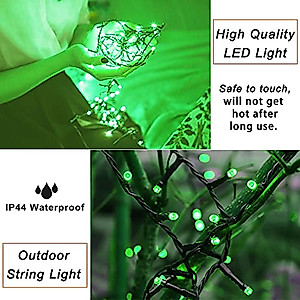 Pooqla Green String Lights St Patrick's Day Decoration, 200 LED 66 ft Indoor Outdoor LED Green Lights, 8 Modes Twinkle Fairy Lights for Yard Patio Wedding Party St Patrick's Day Decoration
